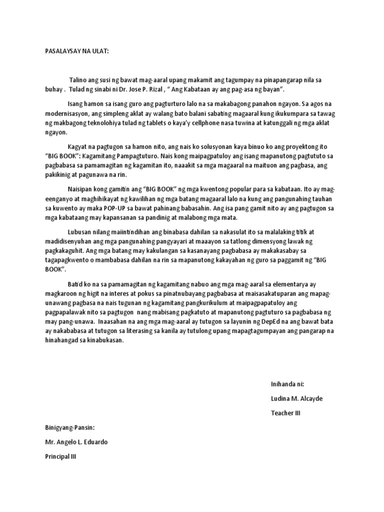 Pasalaysay Na Ulat | PDF