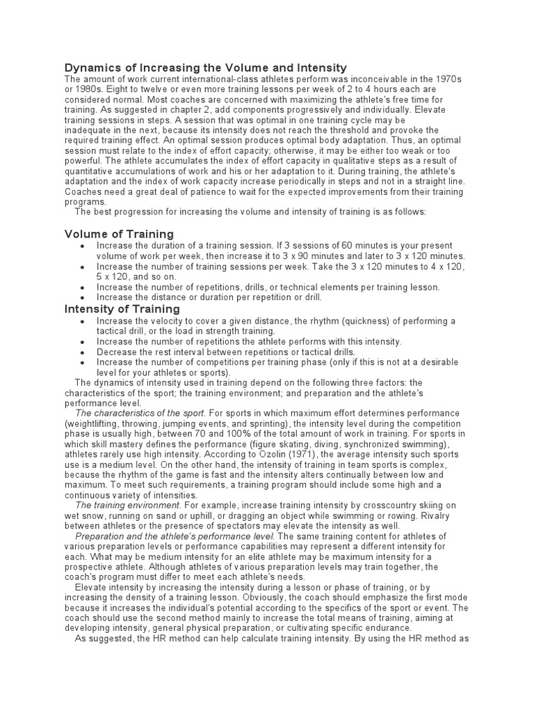 Dynamics of Increasing The Volume and Intensity | PDF | Strength ...