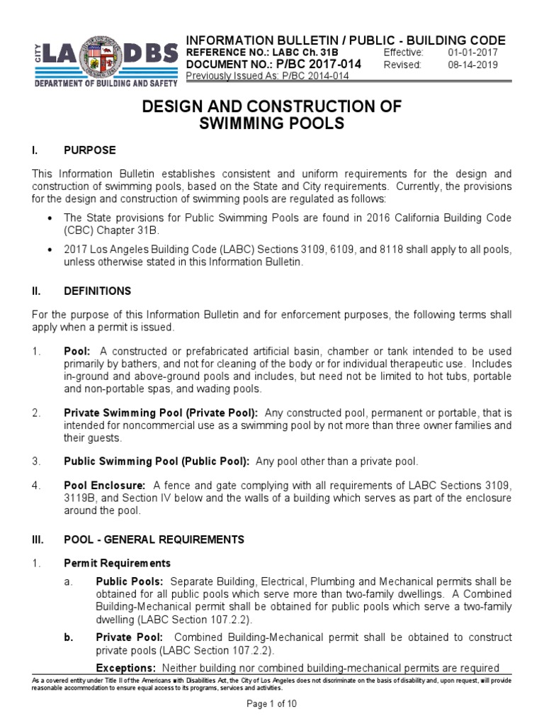 Design and Construction of Swimming Pools: Information Bulletin ...