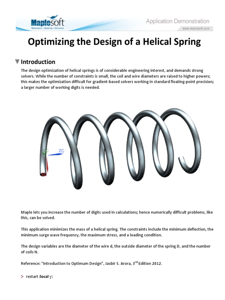 Optimizing The Design of A Helical Spring | PDF | Mathematical ...