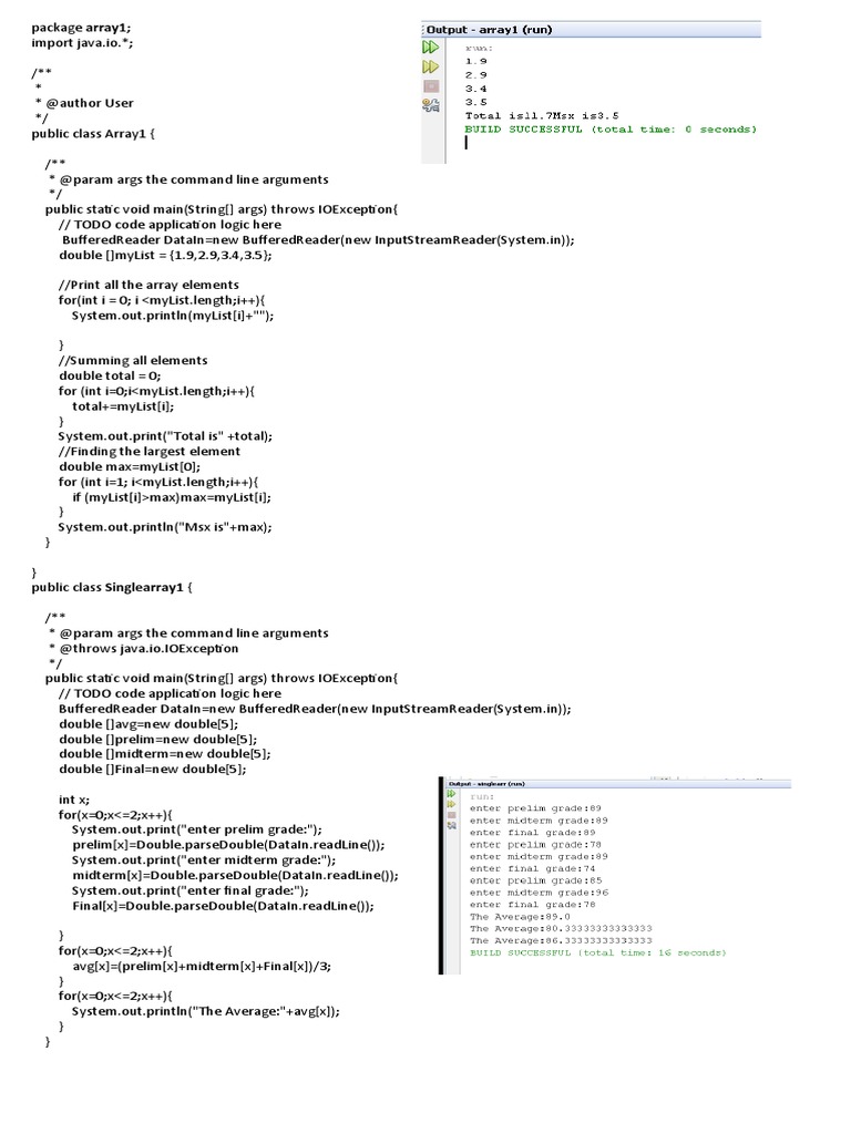 Java Array Operations and Grades Calculation | PDF | Parameter (Computer Programming) | Java ...