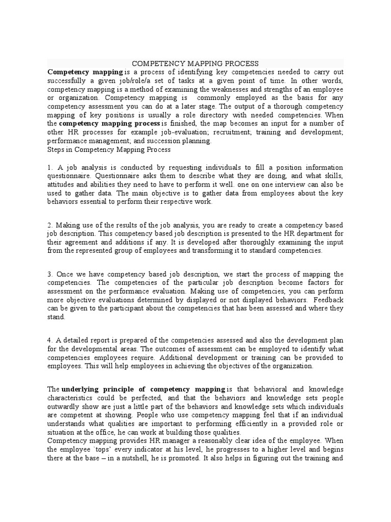 Competency Mapping Is A Process of Identifying Key Competencies Needed ...