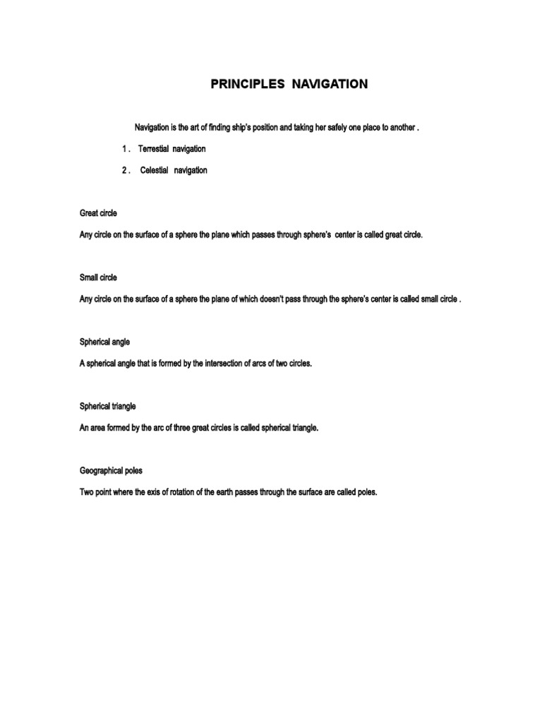 Principles Navigation | PDF | Latitude | Longitude