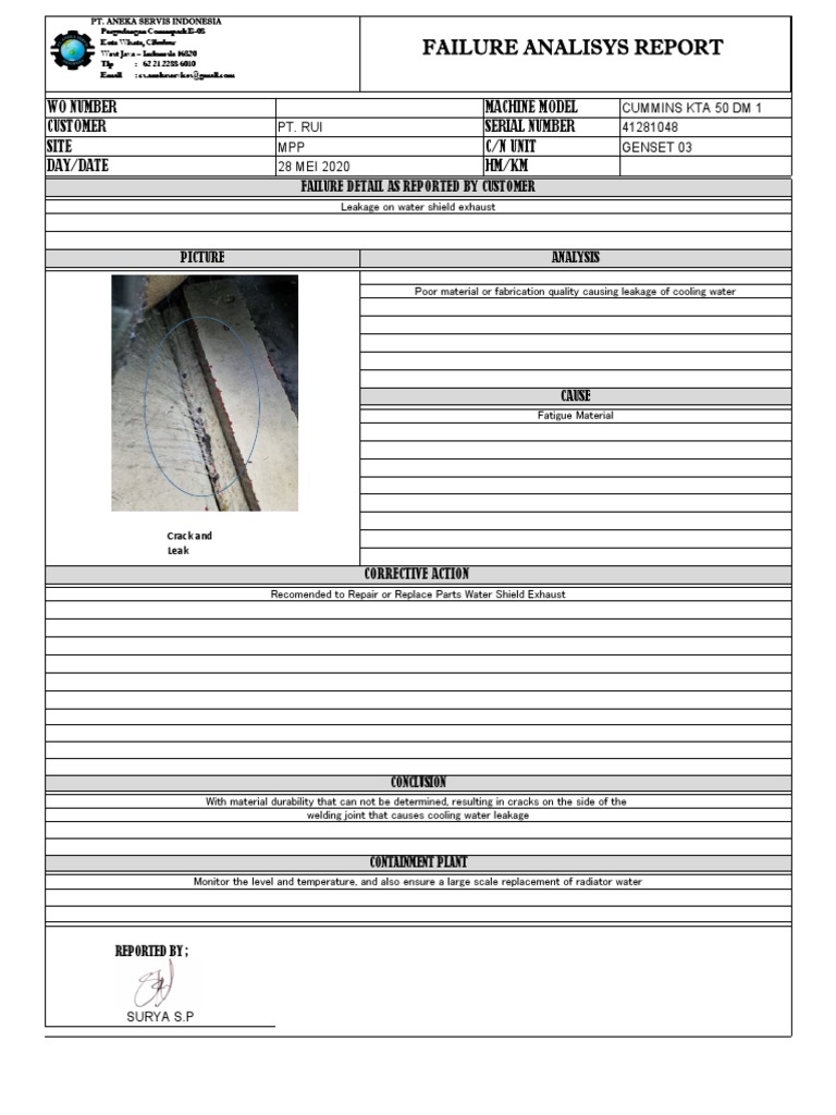 Failure Analysis Report Water Shield | PDF | Technology & Engineering
