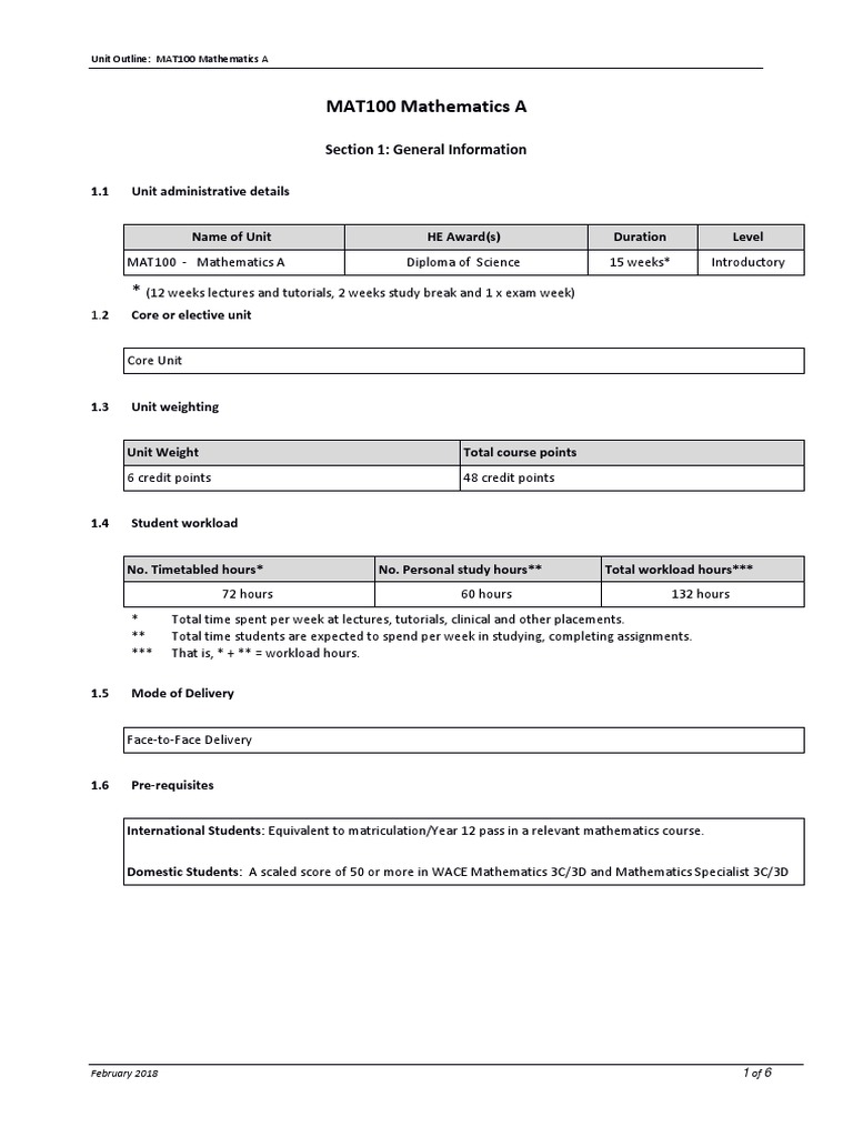 MAT100 Mathematics A Outline | PDF | Differential Calculus ...