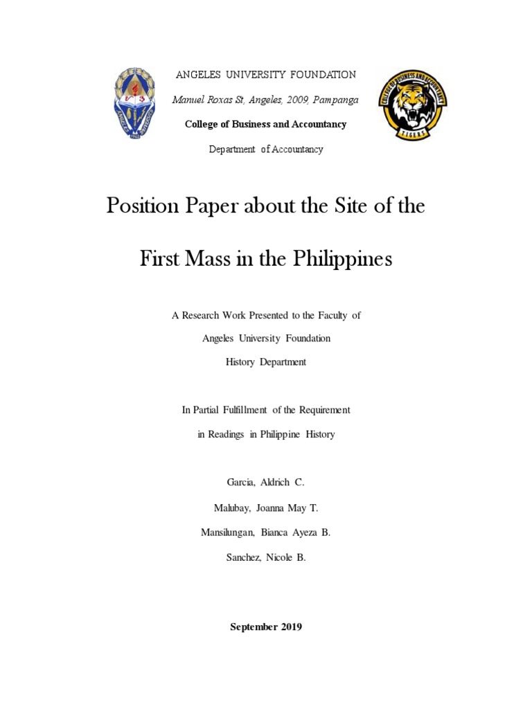 Position Paper About The Site of The First Mass in The Philippines | PDF