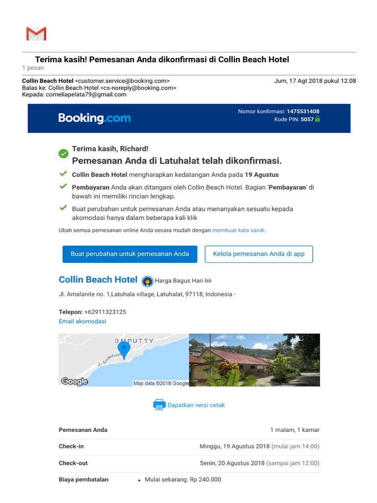 Konfirmasi Pemesanan Hotel | PDF | Hukum