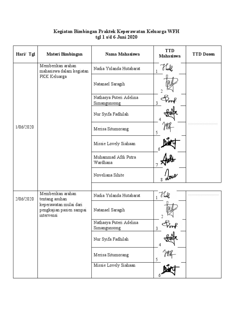 Absen Bimbingan Keluarga | PDF