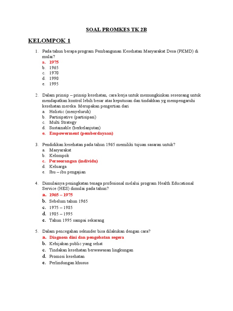 Soal Promosi Kesehatan Tingkat 2b | PDF | Ilmu Sosial | Pengembangan Diri