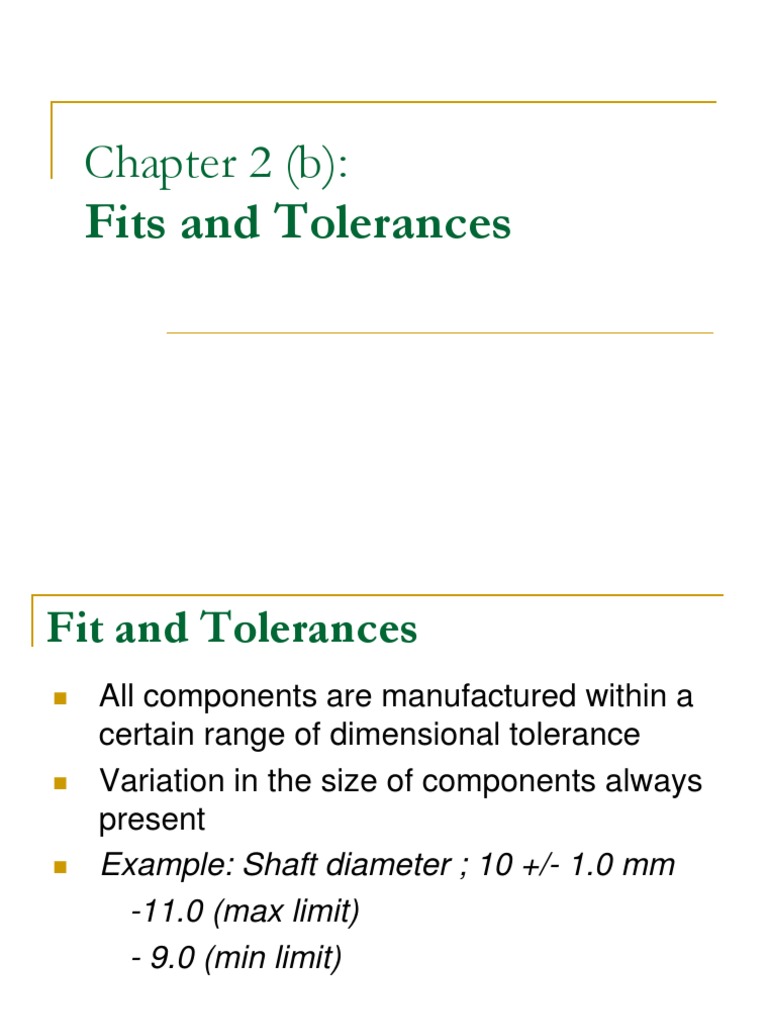 Chap2 (B) Fits and Tolerances | PDF | Engineering Tolerance | Accuracy ...