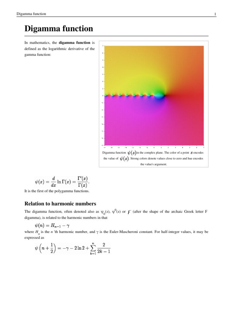 Wiki - DiGamma Function | PDF | Series (Mathematics) | Mathematical Concepts
