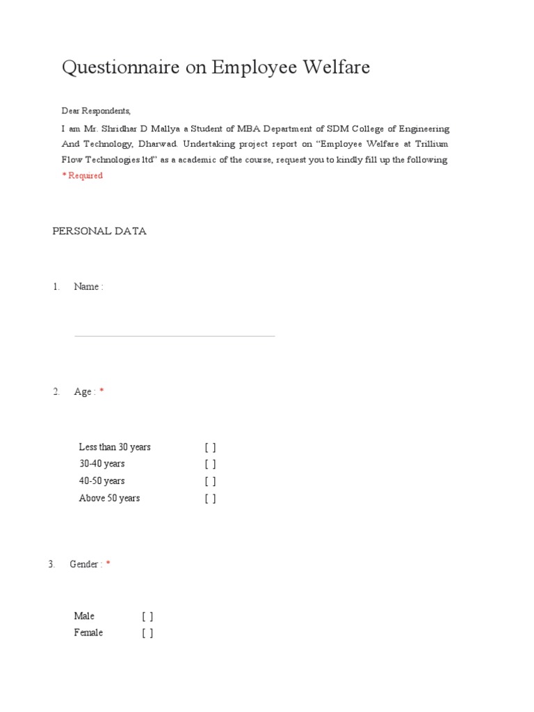 QUESTIONNAIRE - GForm | PDF | Business