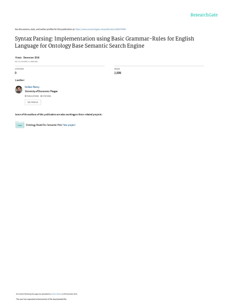 Syntax Parsing: Implementation Using Basic Grammar-Rules For English ... Syntax Parsing: Implementation Using Basic Grammar-Rules For English ...