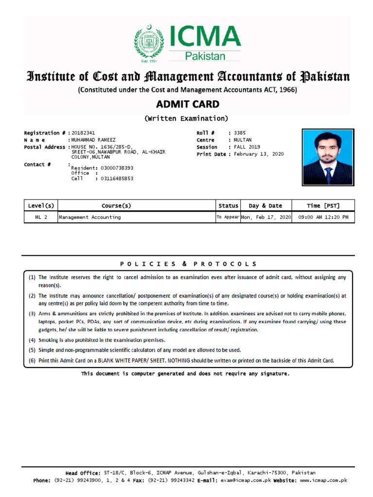 (Written Examination) : Policies & Protocols | PDF | Business