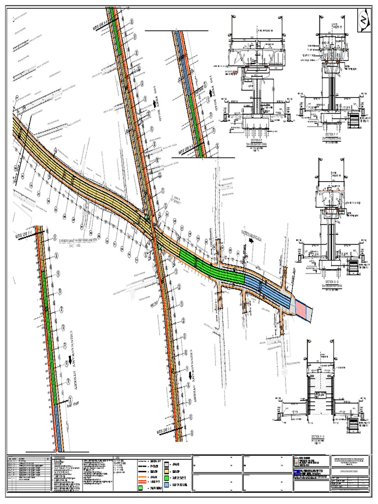Flyover Plan at 100 Feet Road Junction: Section E-E 52M Obligatory Span ...