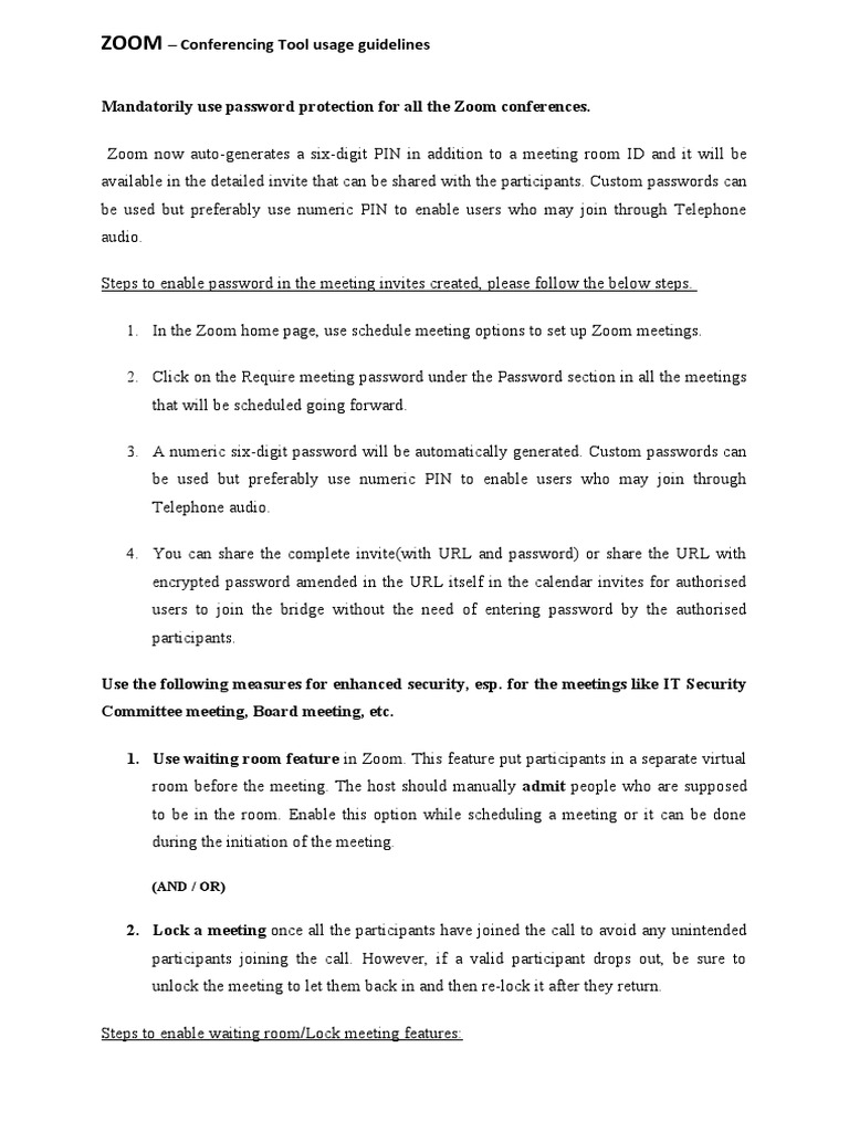 Zoom Conference Guidelines | PDF | Personal Identification Number ...