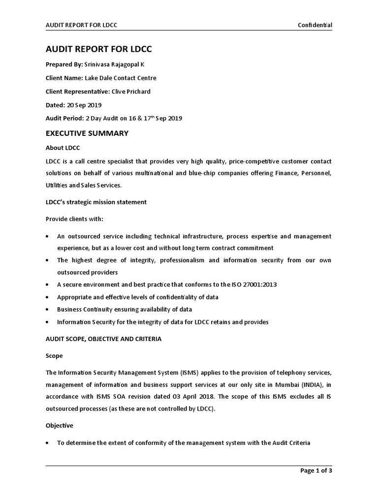 Audit Report For LDCC: Executive Summary | PDF | Audit | Information ...