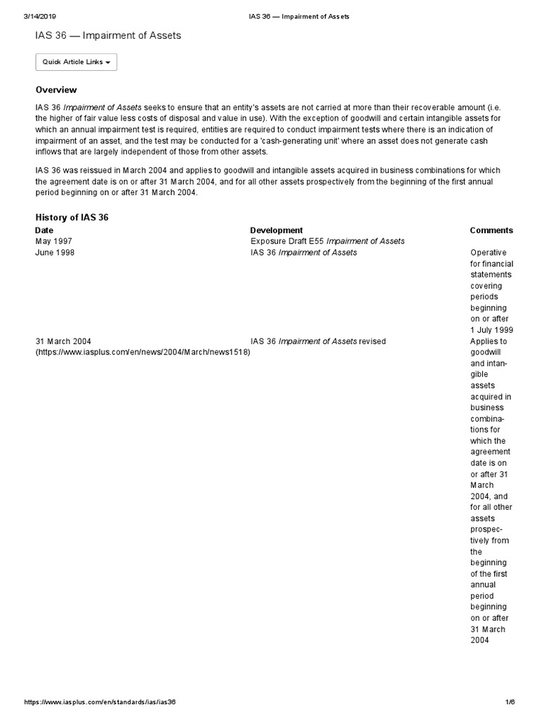 IAS 36 - Impairment of Assets | PDF | Goodwill (Accounting ...