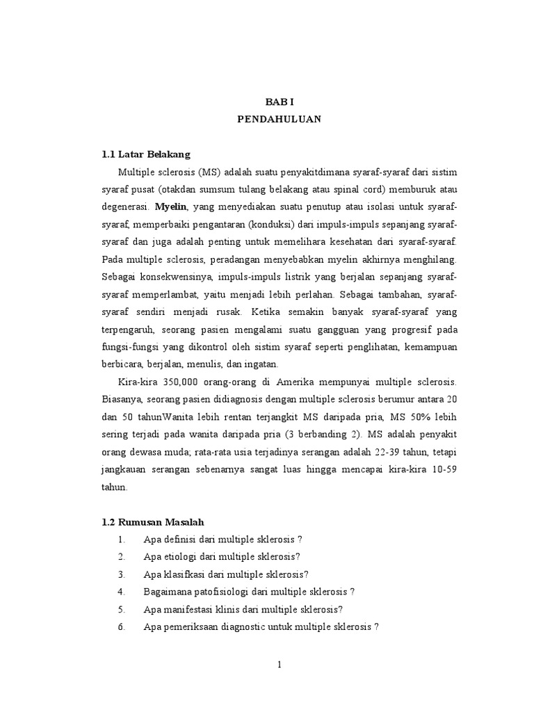 Multiple Sclerosis: Penyakit Saraf Pusat | PDF | Sains & Matematika ...