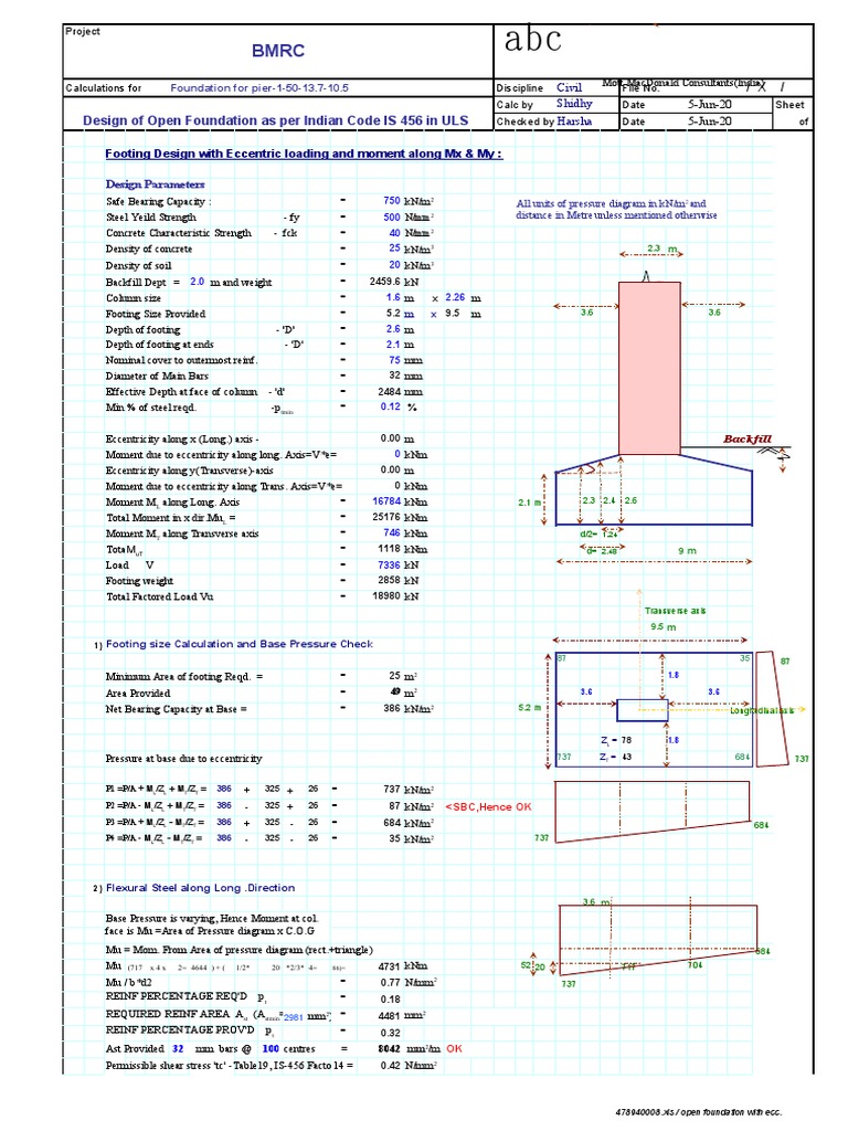 Open Foundation With Eccentric Loading and Moments-Final | PDF ...