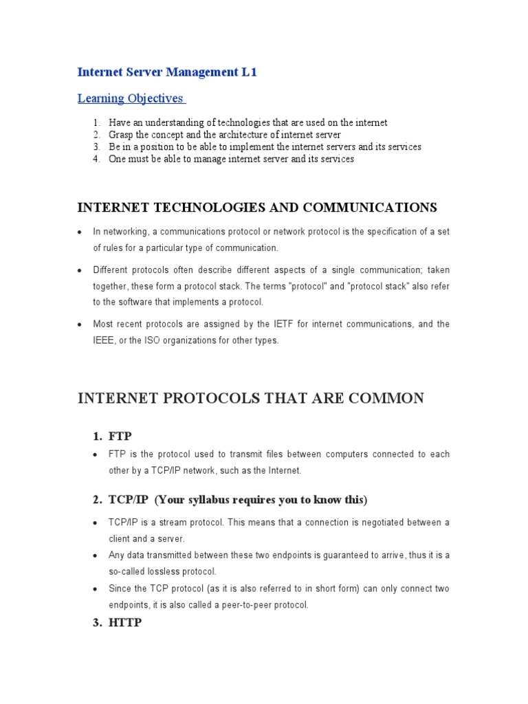 Internet Server Management L1 | PDF | Secure Shell | Computer Network