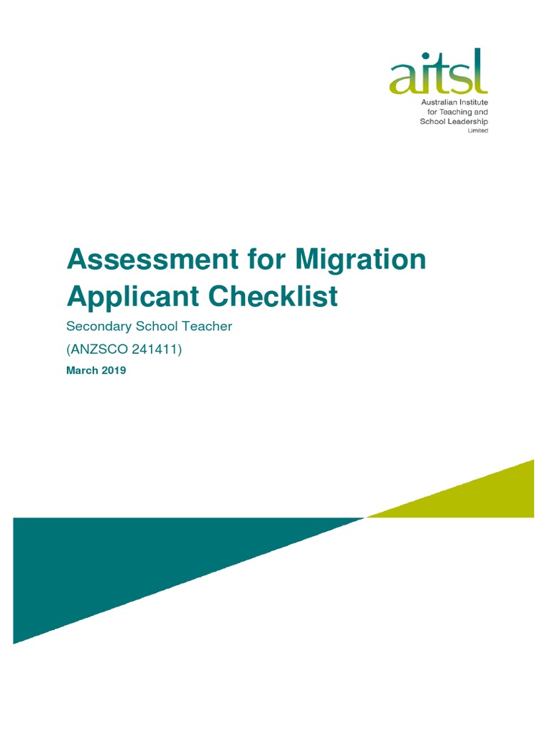 Aitsl Secondary Checklist | PDF | Academic Degree | International ...
