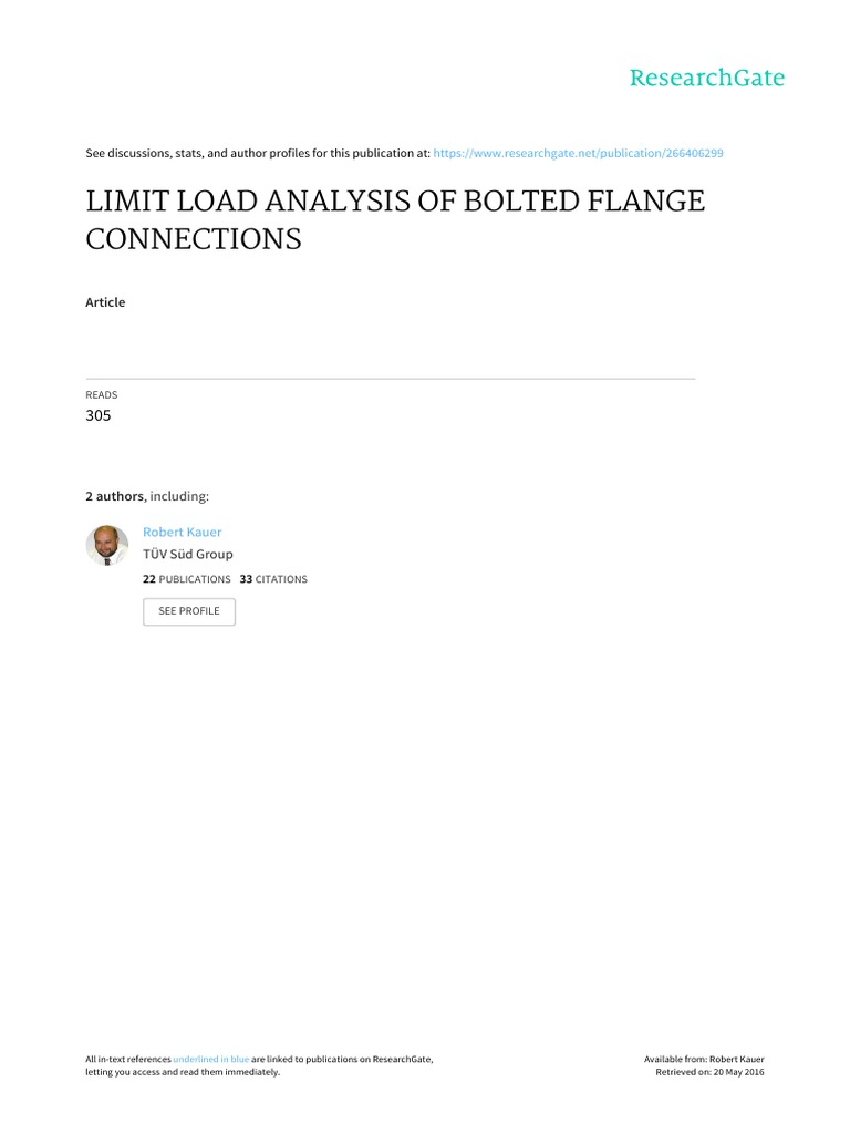 Flange Limit Load Calculation PDF | PDF | Deformation (Engineering ...