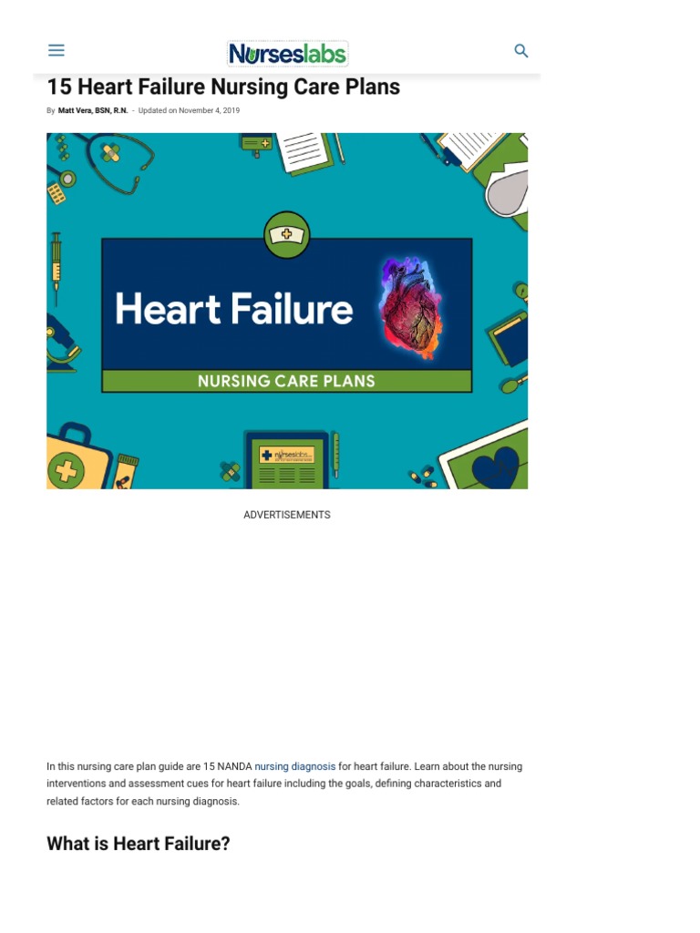 Heart Failure Nursing Care Plans - 15 Nursing Diagnosis - Nurseslabs ...
