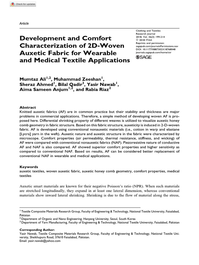 Helical Auxetic Yarn | PDF | Weaving | Textiles