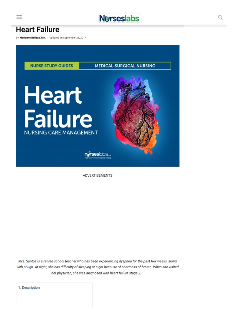 Heart Failure Nursing Care Management - A Study Guide | PDF | Heart ...