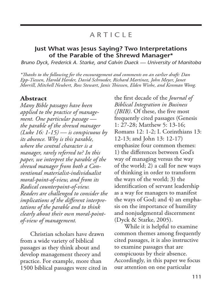 Just What Was Jesus Saying. Two Interpretations of The Parable of The ...