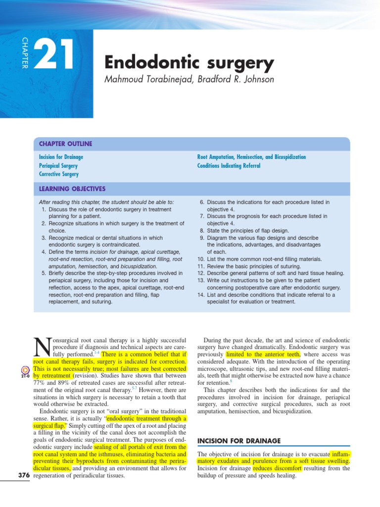 Endodontic Surgery Techniques and Indications | PDF | Surgery | Mouth