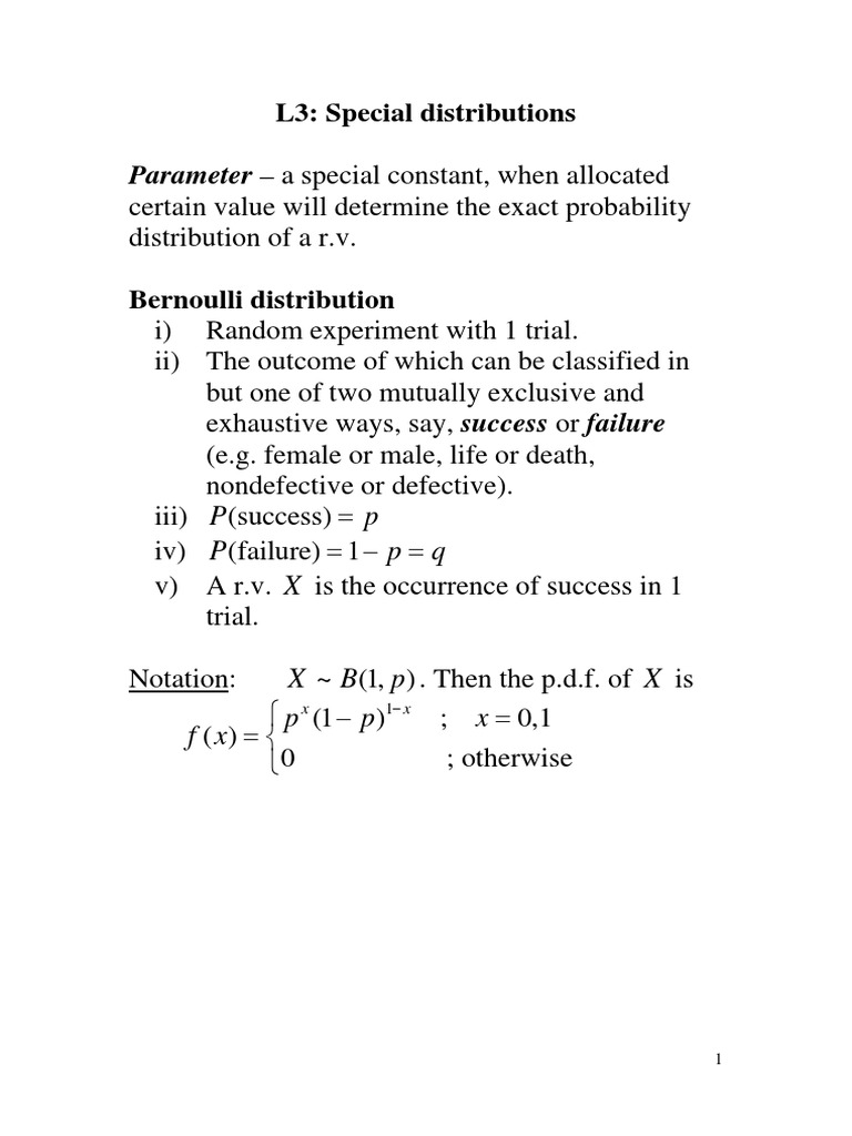 Special Distributions Overview in MAT 263 | PDF | Probability ...