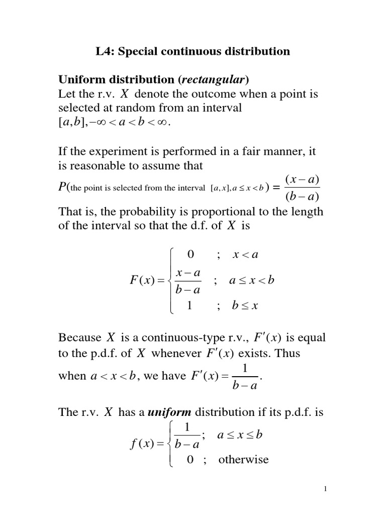 MAT 263 Lecture 4 - Special Continuous Distribution | PDF | Probability ...