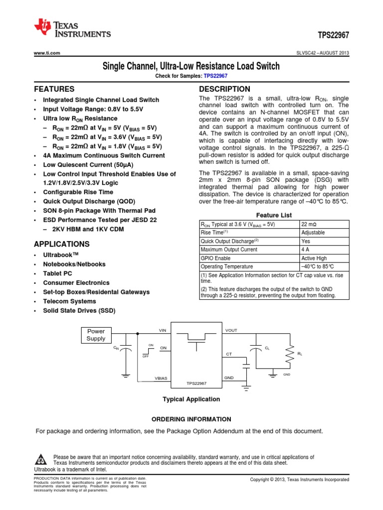 Tps 22967 DSGR | PDF | Electrostatic Discharge | Digital Electronics