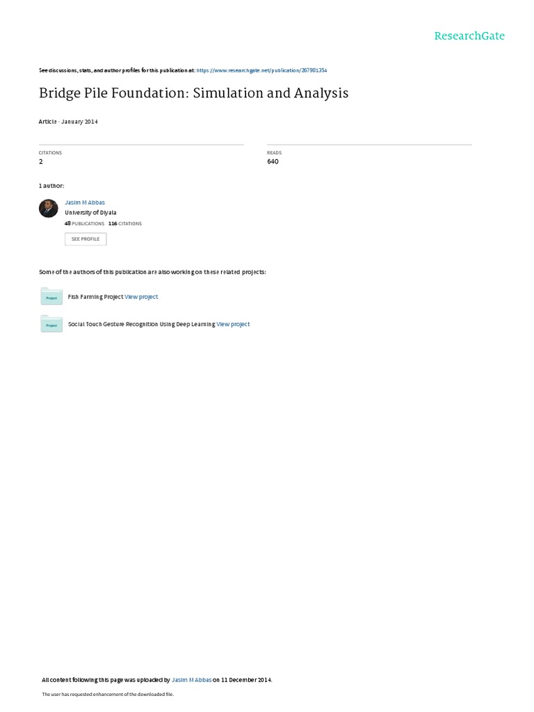 Bridge Pile Foundation: Simulation and Analysis: January 2014 | PDF ...