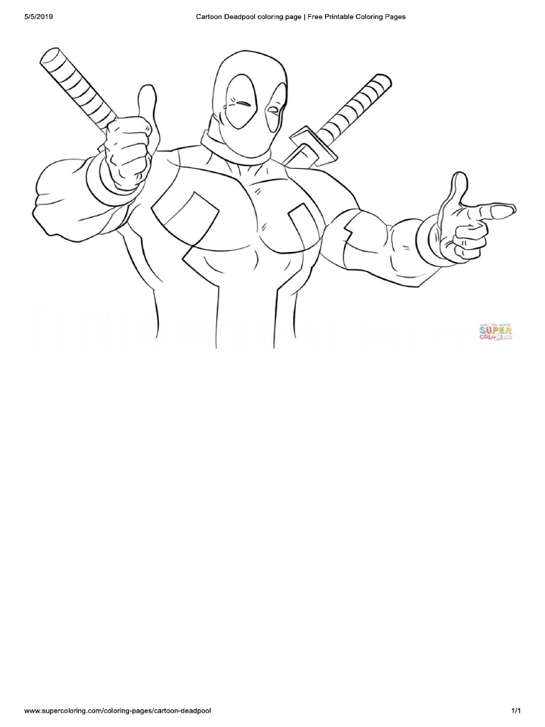 Cartoon Deadpool Coloring Page - Free Printable Coloring Pages PDF | PDF