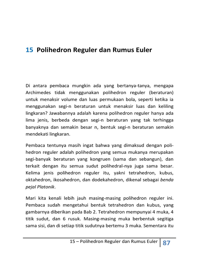 Bab 15 Polihedron Reguler Dan Rumus Euler | PDF