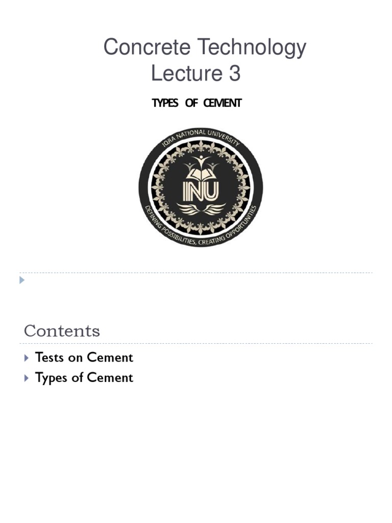 Lecture 3 CEMENT TYPES - PDF' | PDF | Cement | Concrete
