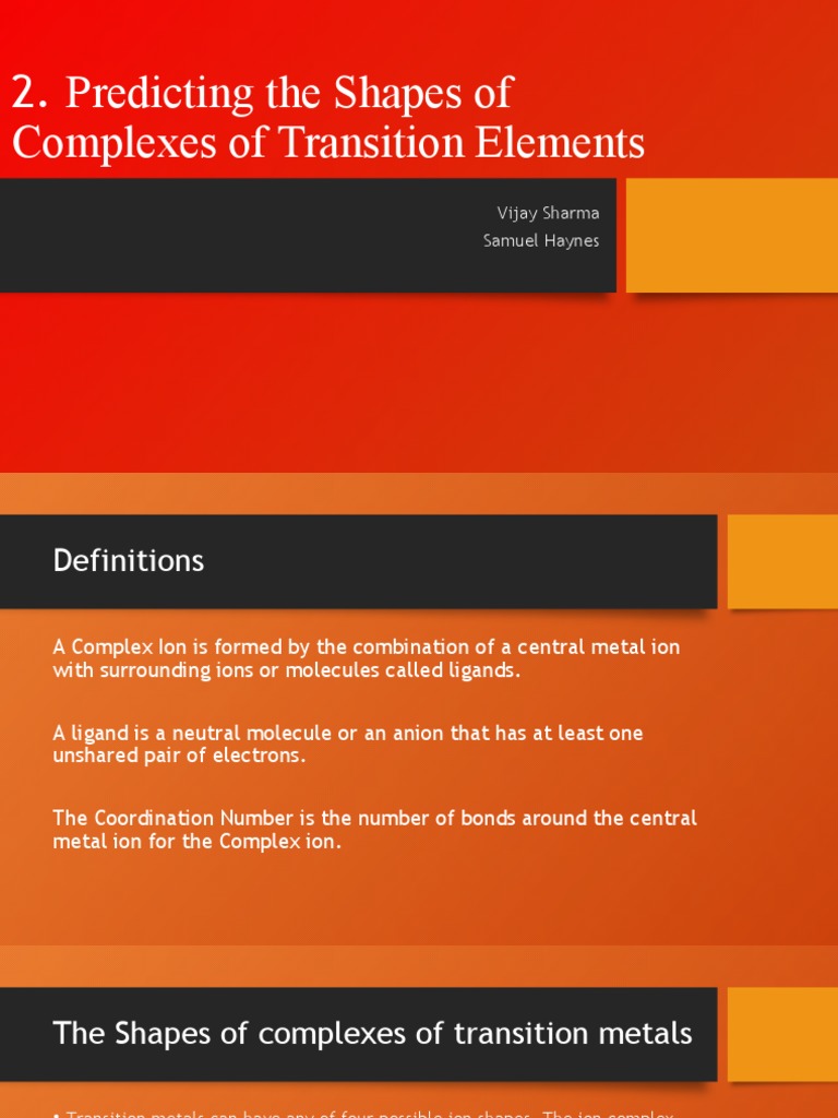 Shapes of Complexes of Transition Metals | PDF | Coordination Complex ...