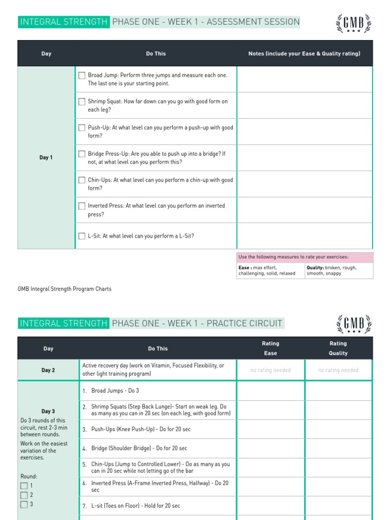 Phase One - Week 1 - Assessment Session: Integral Strength | PDF | Human Body | Human Anatomy