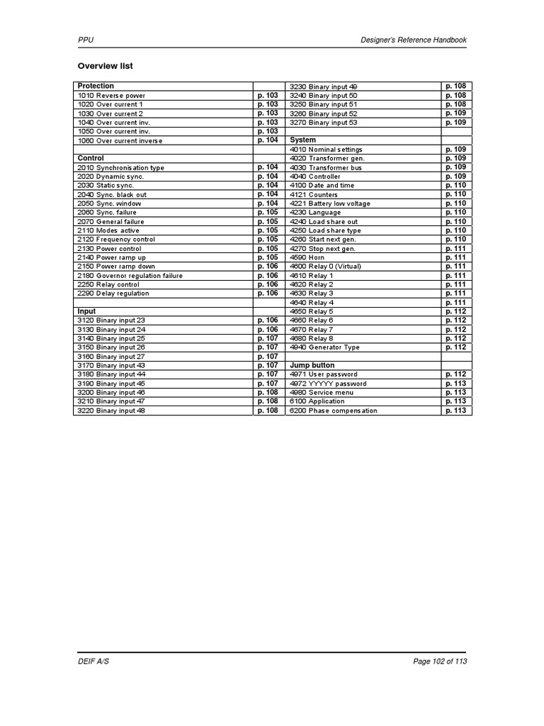 PPU-2 Parameters List PDF | PDF | Transformer | Electrical Engineering