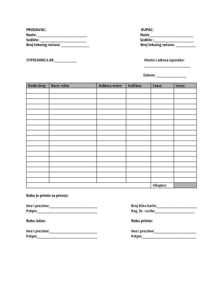 Otpremnica | PDF