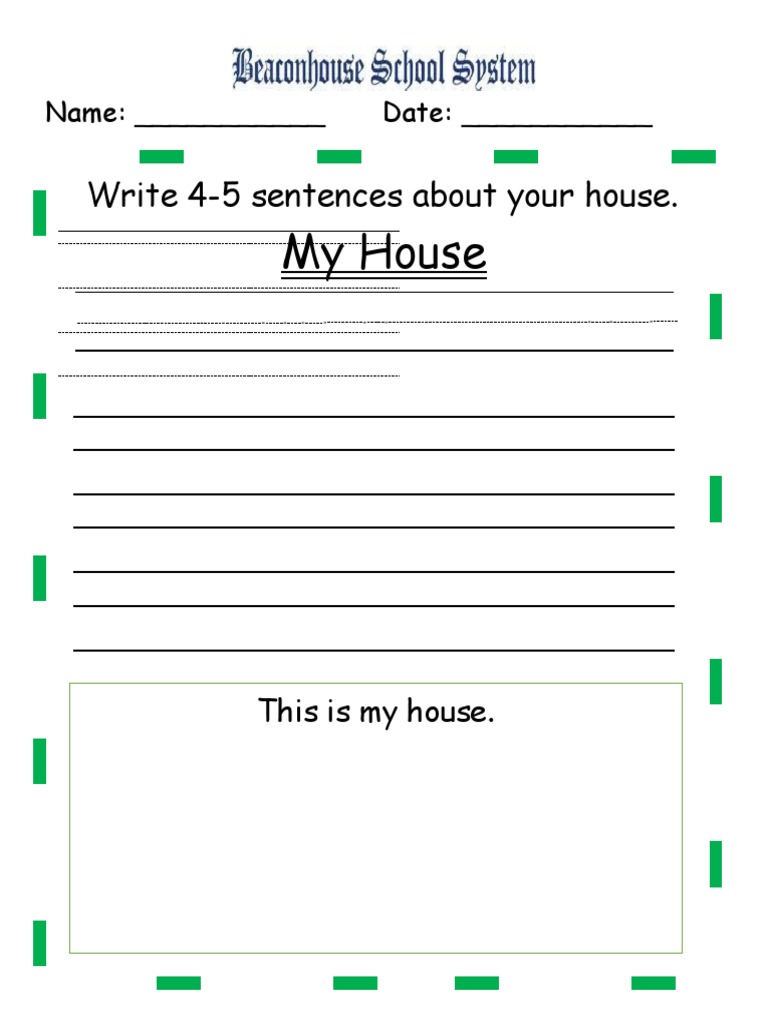 My House: Write 4-5 Sentences About Your House | PDF