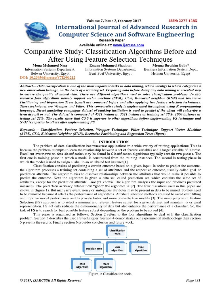 Comparative Study Classification Algorit PDF | PDF | Statistical Classification | Receiver ...