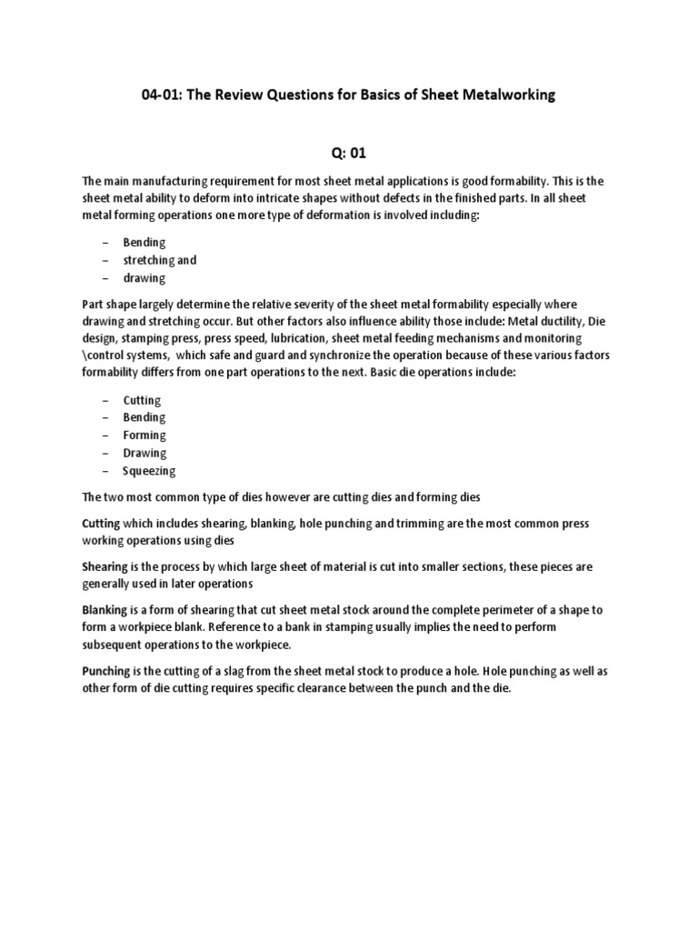 Basics of Sheet Metal Working | PDF | Sheet Metal | Metals