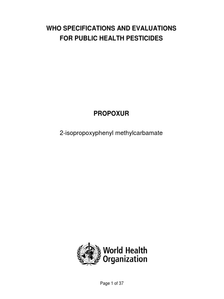 WHO Propoxur | PDF | Specification (Technical Standard) | Detection Limit