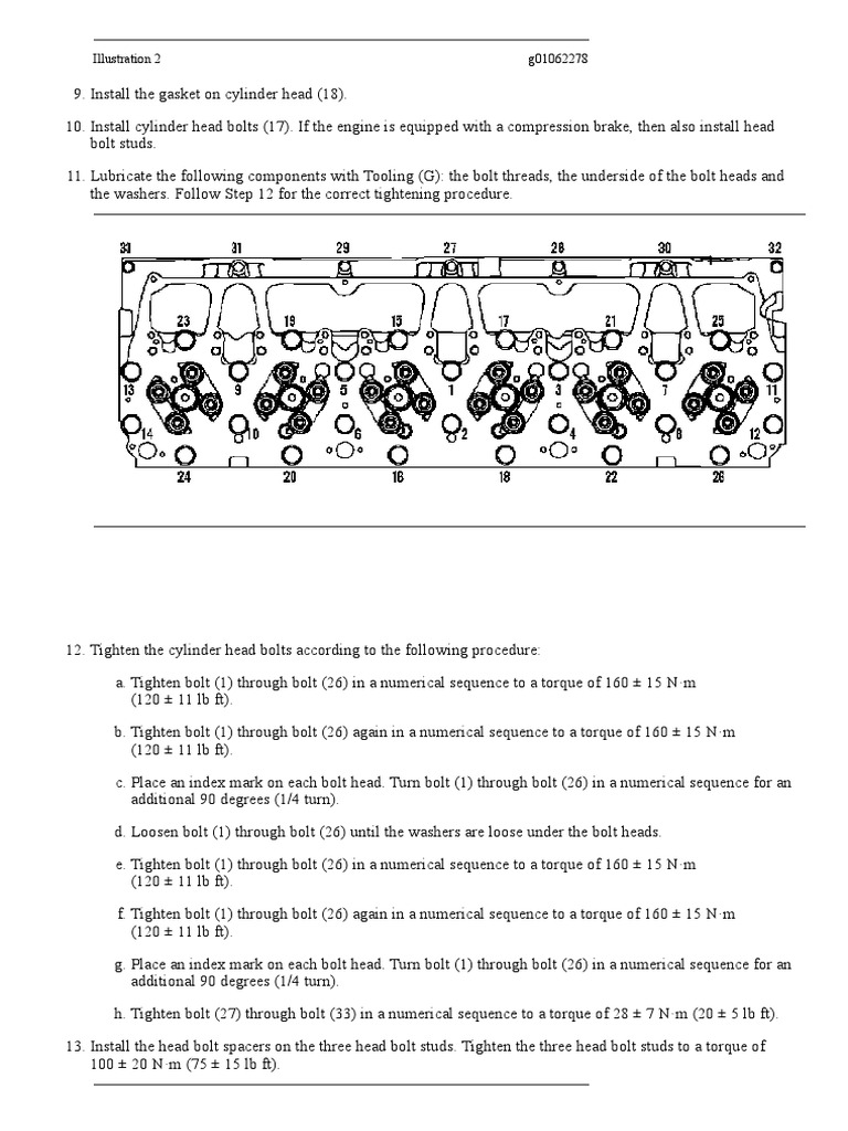 Cylinder head bolt tightening procedure | PDF