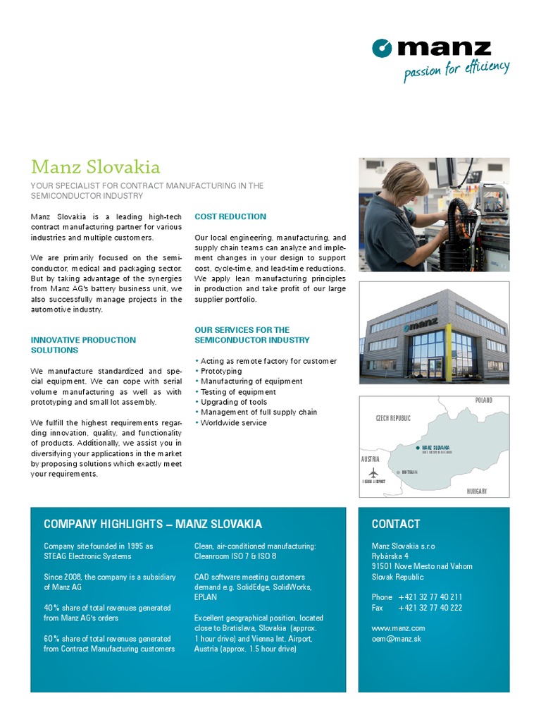 Company Highlights - Manz Slovakia Contact | PDF | Slovakia | Prototype