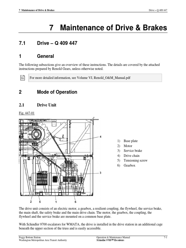 Schindler Drive Maintenance | PDF | Escalator | Transmission (Mechanics)